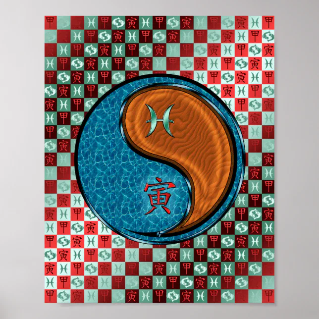 Pisces & Wood Tiger Poster | Zazzle