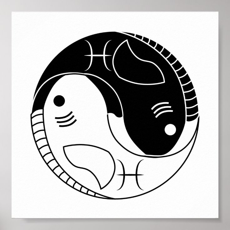 pisces yin yang fish astrology zodiac symbol poster | Zazzle