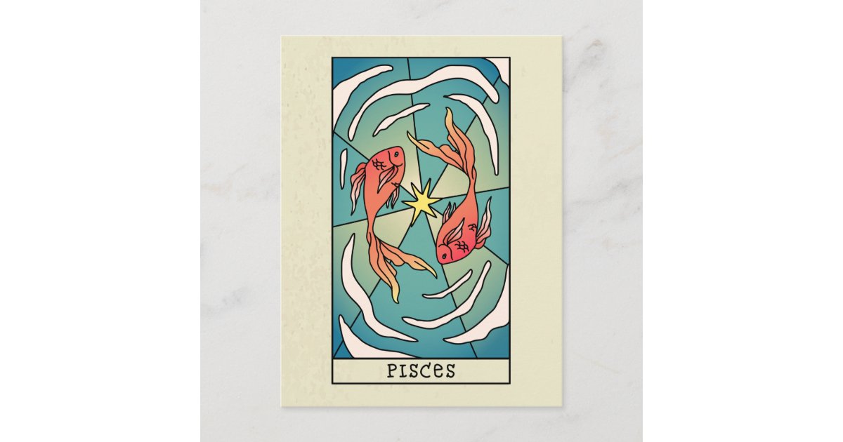 Pisces Zodiac Sign Abstract Art Vintage Postcard | Zazzle