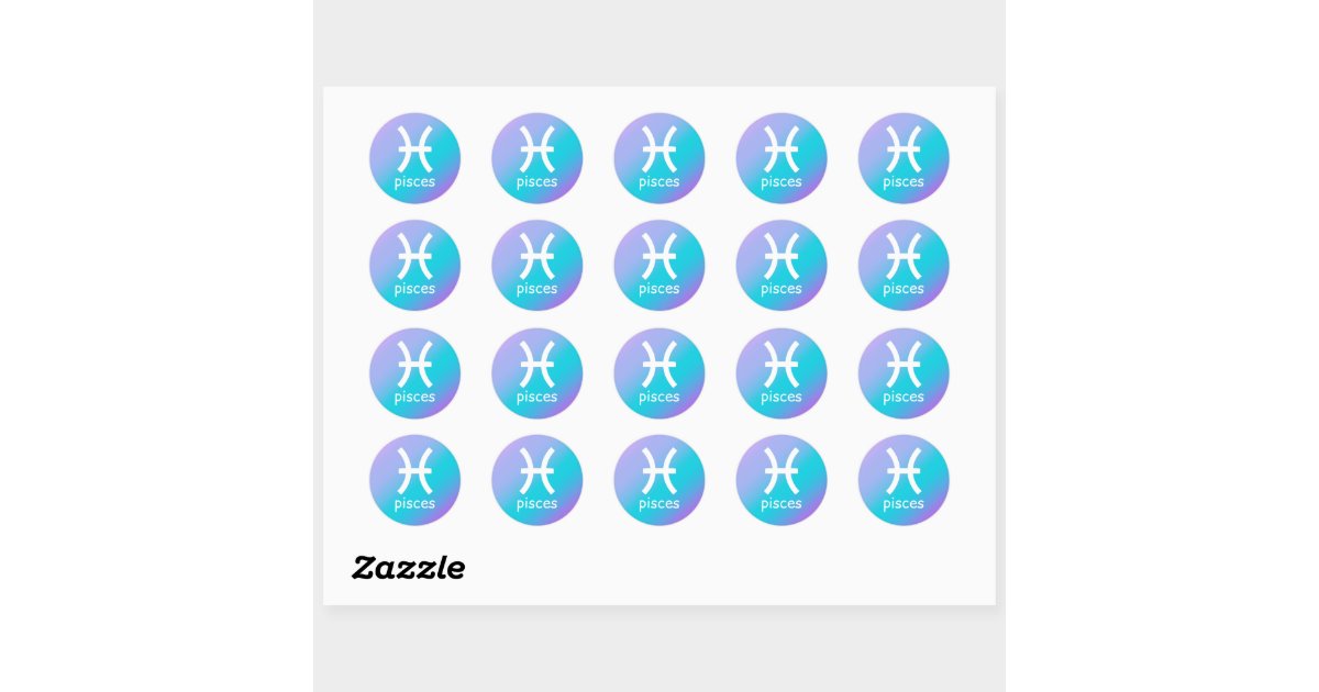 Pisces Zodiac Star Sign Astrology Blue Gradient Classic Round Sticker ...