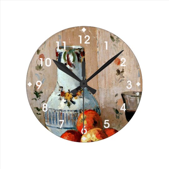 Pissarro: Still Life with Apples and Pitcher Round Clock | Zazzle.com