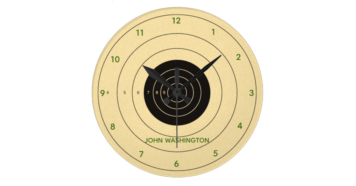 Pistol Target Personalized Wall Clock | Zazzle.com