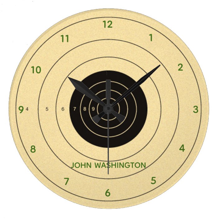 Pistol Target Personalized Wall Clock | Zazzle.com