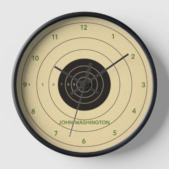 Pistol Target Personalized Wall Clock | Zazzle