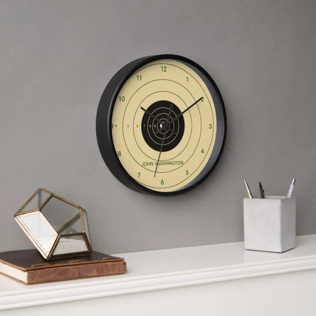Pistol Target Personalized Wall Clock | Zazzle