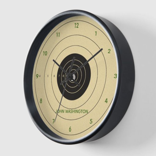 Pistol Target Personalized Wall Clock | Zazzle