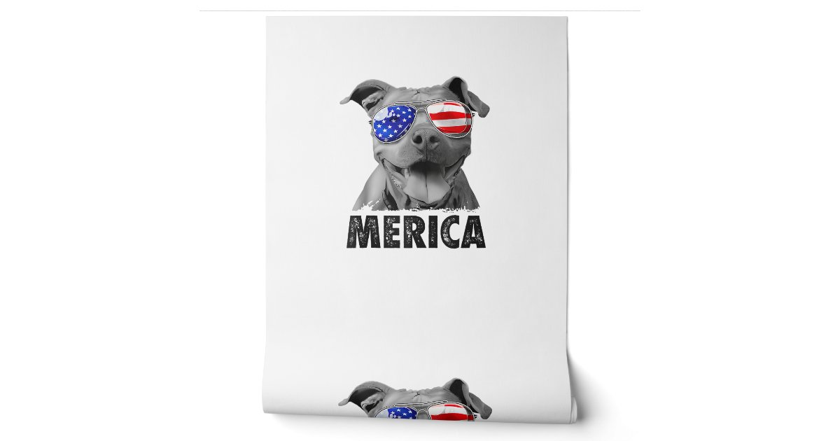 Pit Bull 4th of July Merica Men American Flag Sung Wallpaper | Zazzle