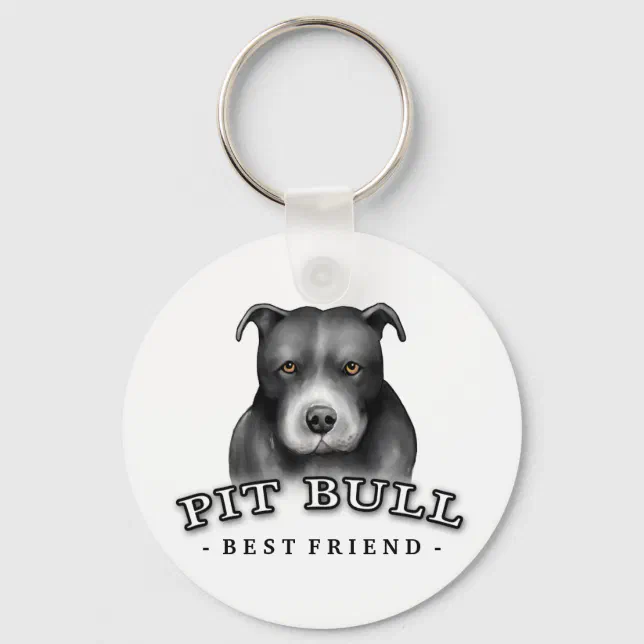Pit Bull Art Custom Key Chain | Zazzle