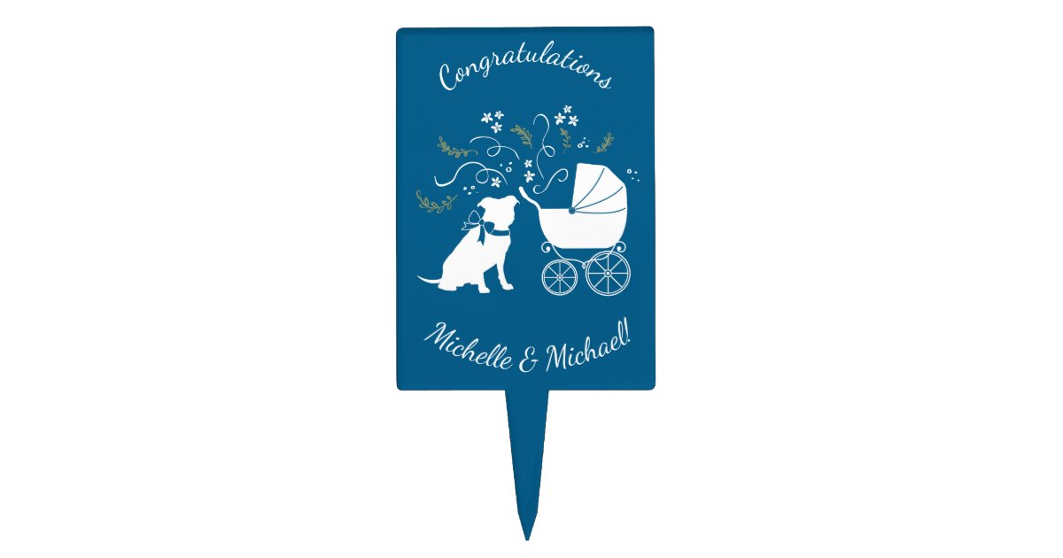Pit Bull Dog Baby Shower Cake Topper | Zazzle