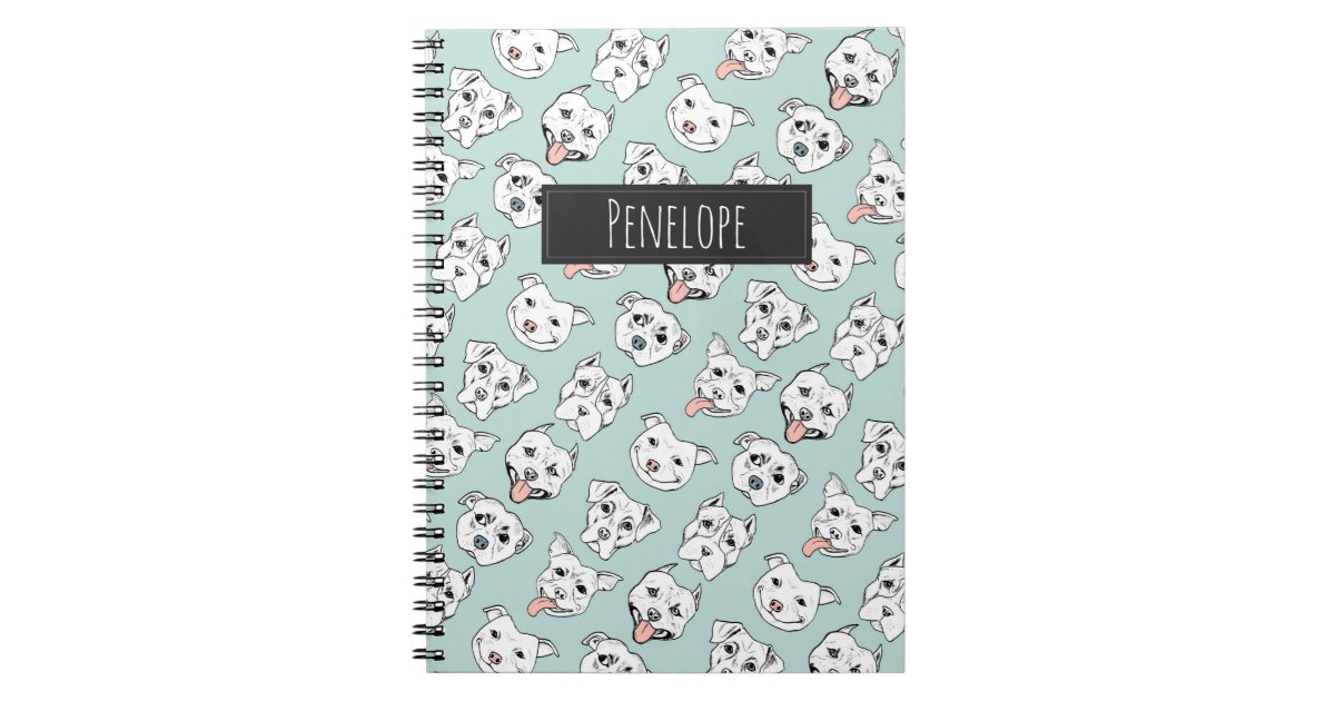 Pit Bull Dog Pattern | Add Your Name Notebook | Zazzle