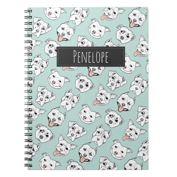 Pit Bull Dog Pattern | Add Your Name Notebook | Zazzle