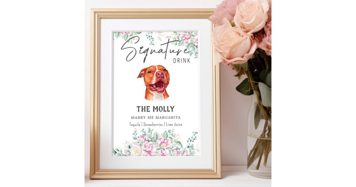 Pit Bull Dog Signature Drink Sign | Zazzle