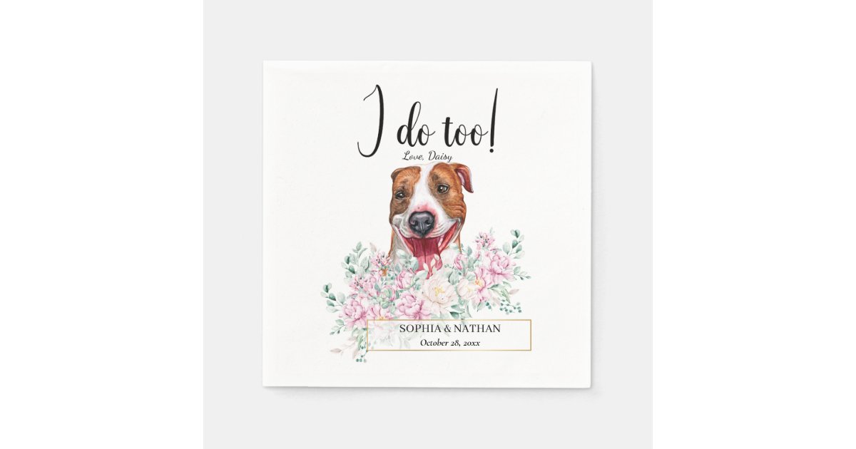 Pit Bull Dog Wedding Cocktail Napkins | Zazzle