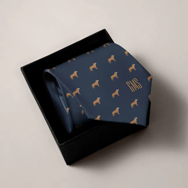 Pit Bull Dogs Pattern Monogrammed Neck Tie | Zazzle