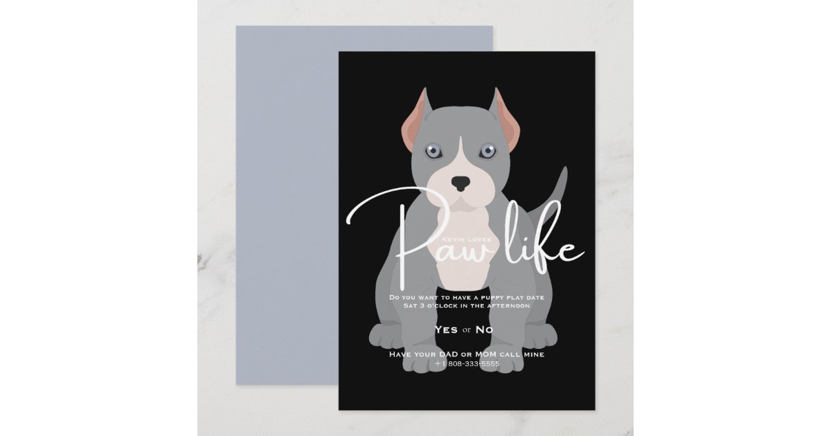 Pit bull play date invitation | Zazzle