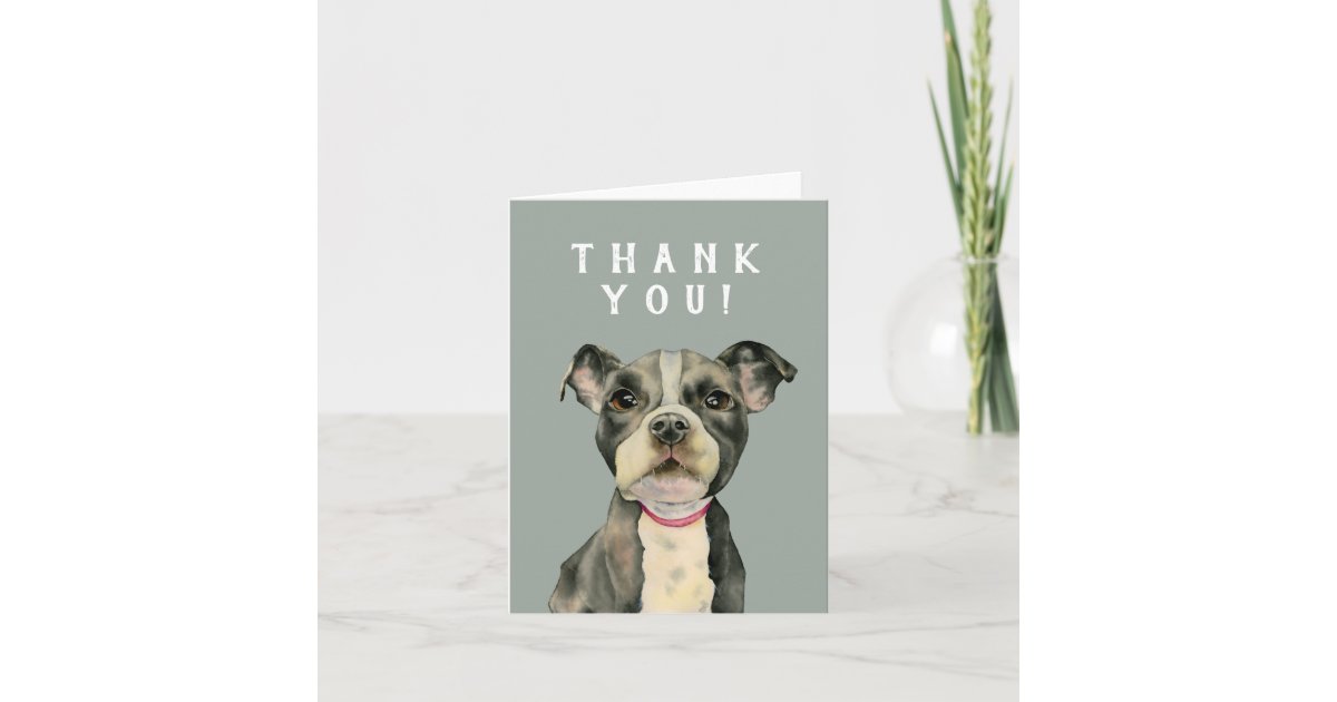 Pit Bull Puppy Dog Thank You Card | Zazzle