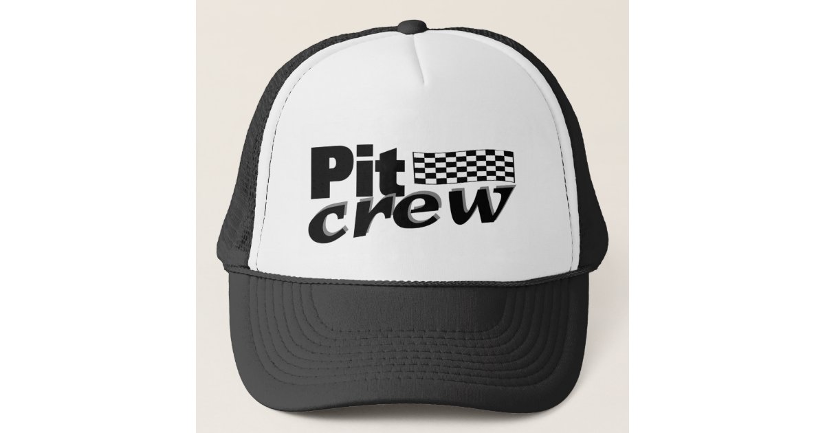 Pit Crew (Racing Flag) Trucker Hat | Zazzle