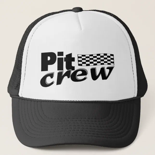 Pit Crew (Racing Flag) Trucker Hat | Zazzle