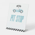 Pit Stop Blue Flame Race Car Party Table Pedestal Sign | Zazzle