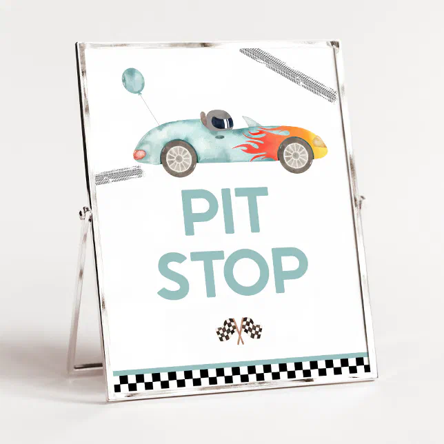 Pit Stop Race Car Birthday Party Sign | Zazzle