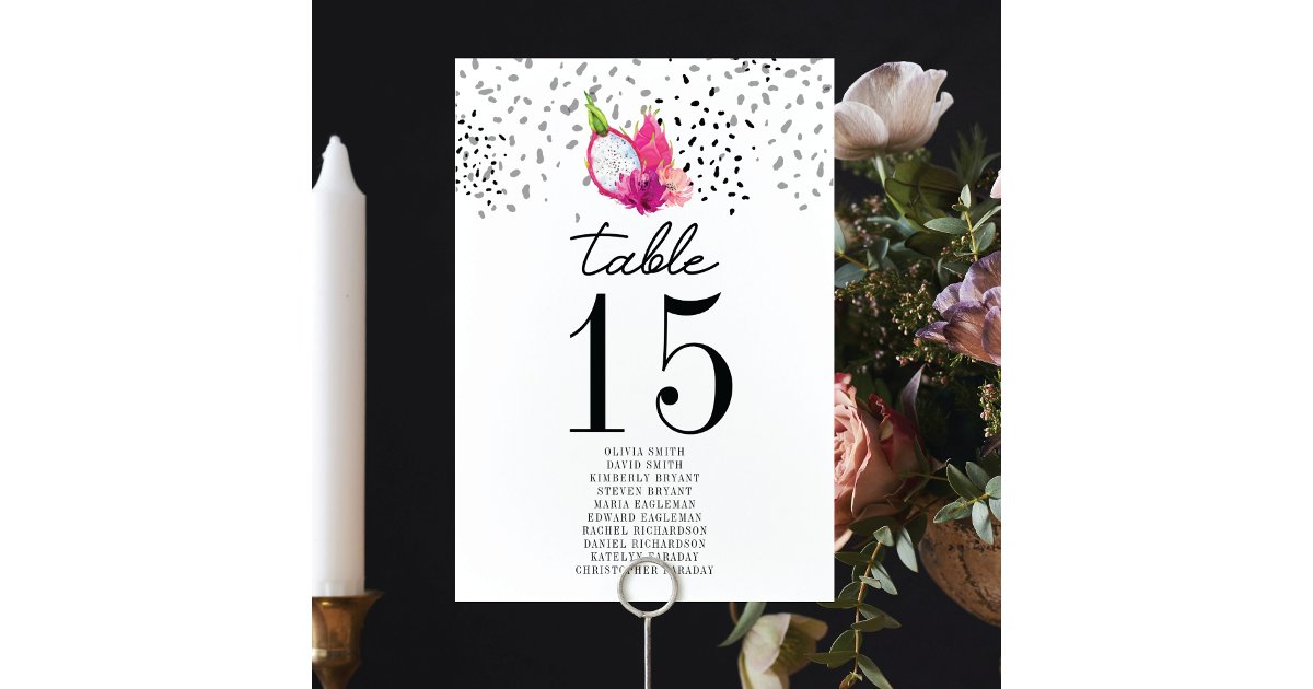 Pitaya Wedding Seating Chart Table Number | Zazzle