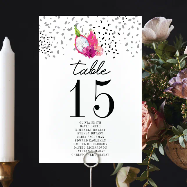 Pitaya Wedding Seating Chart Table Number | Zazzle