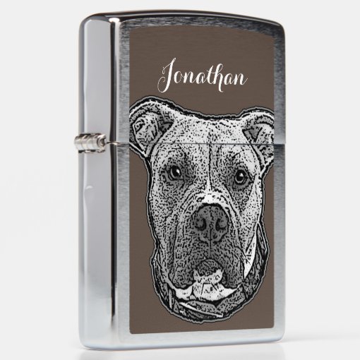 Pitbull dog personalized zippo lighter | Zazzle