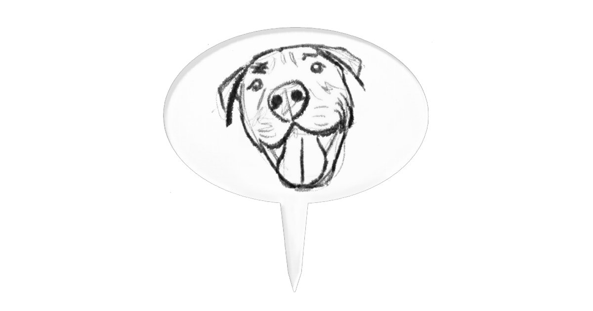 pitbull drawing simple dog lovers black white cake topper | Zazzle