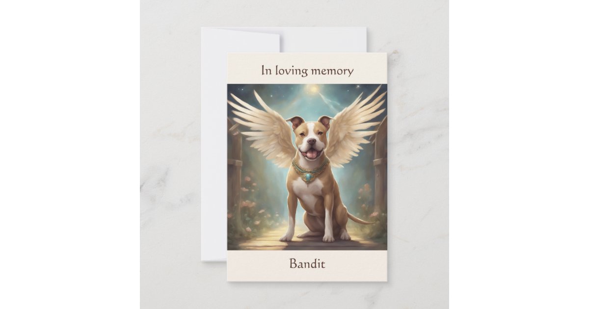 Pitbull Fawn Memorial Poem Custom Name Sympathy Thank You Card | Zazzle