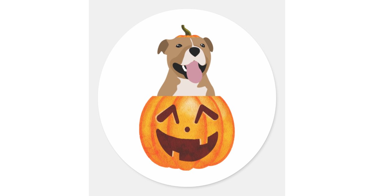 Pitbull Halloween Classic Round Sticker | Zazzle