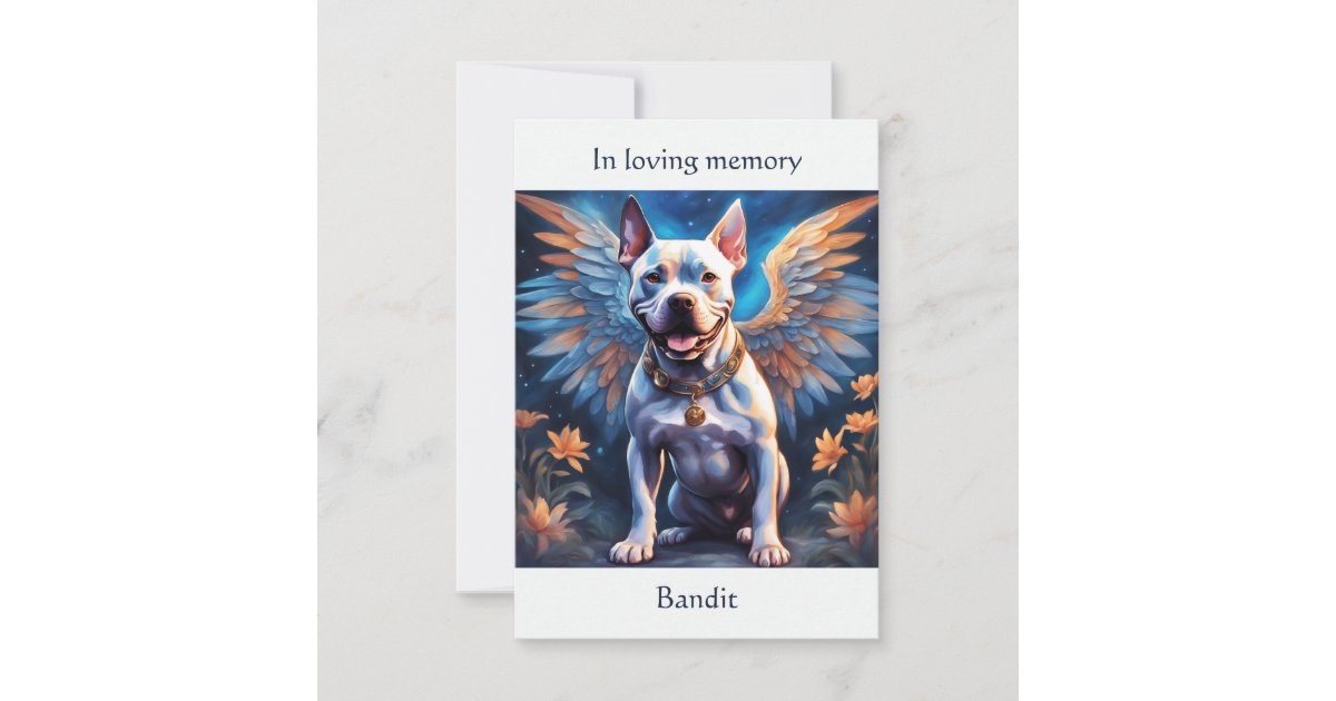 Pitbull Memorial Poem Custom Name Sympathy Thank You Card | Zazzle