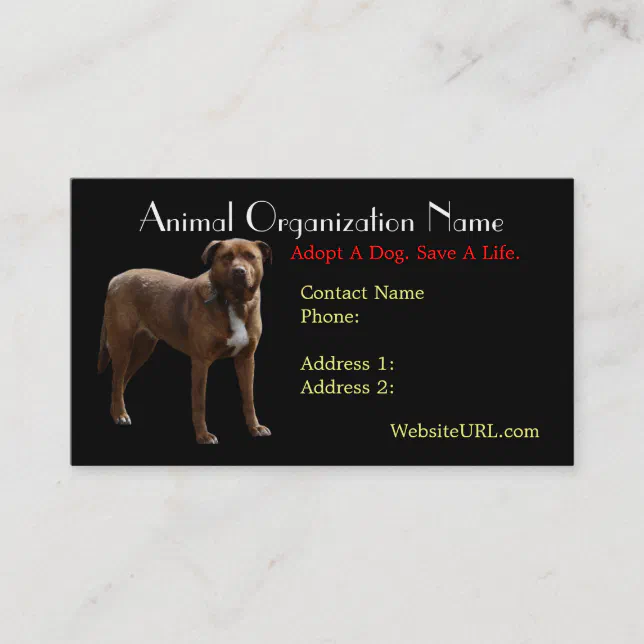 Pitbull Photo Dog Rescue Business Card | Zazzle