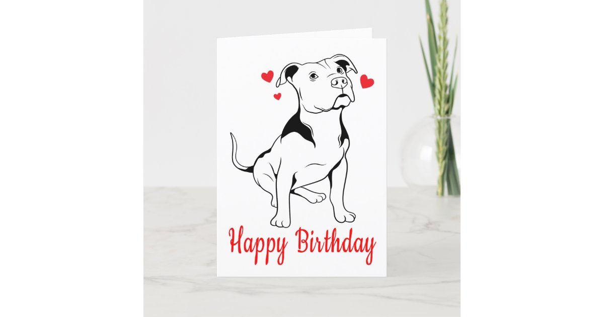 Pitbull Puppy Birthday Pittie Pit Bull Dog Lovers Card | Zazzle
