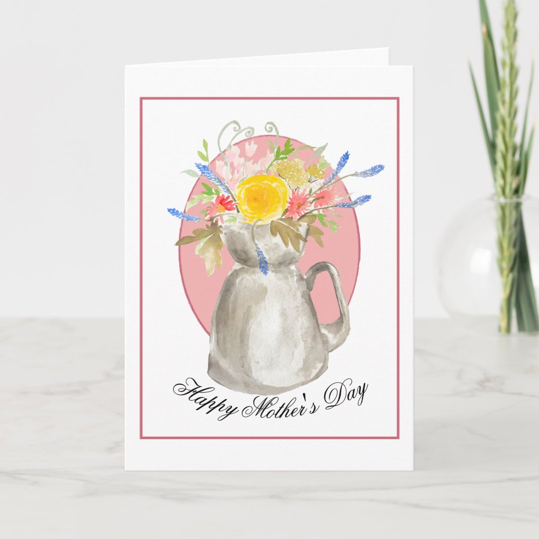 Pitcher of Flowers Card | Zazzle