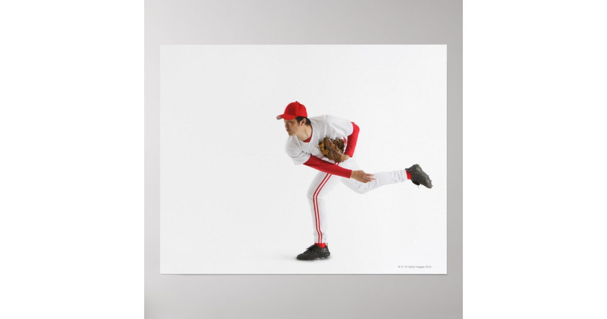 Pitcher Throwing Baseball Poster | Zazzle