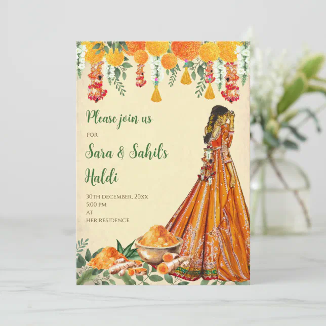 Pithi invitations & Haldi invites Holud invitation | Zazzle