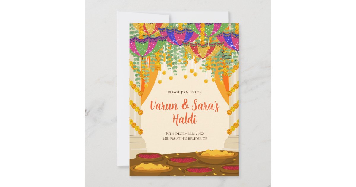 Pithi invitations Mayoun invitations, Haldi invite | Zazzle