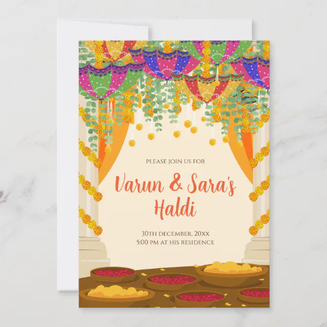 Pithi invitations Mayoun invitations, Haldi invite | Zazzle