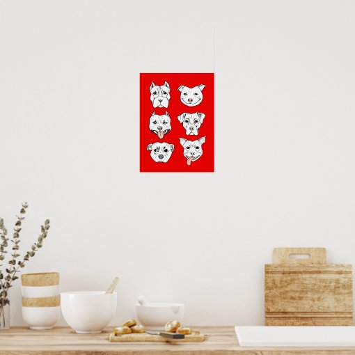 "Pittie Pittie Please!" Dog Drawing Pattern Poster | Zazzle