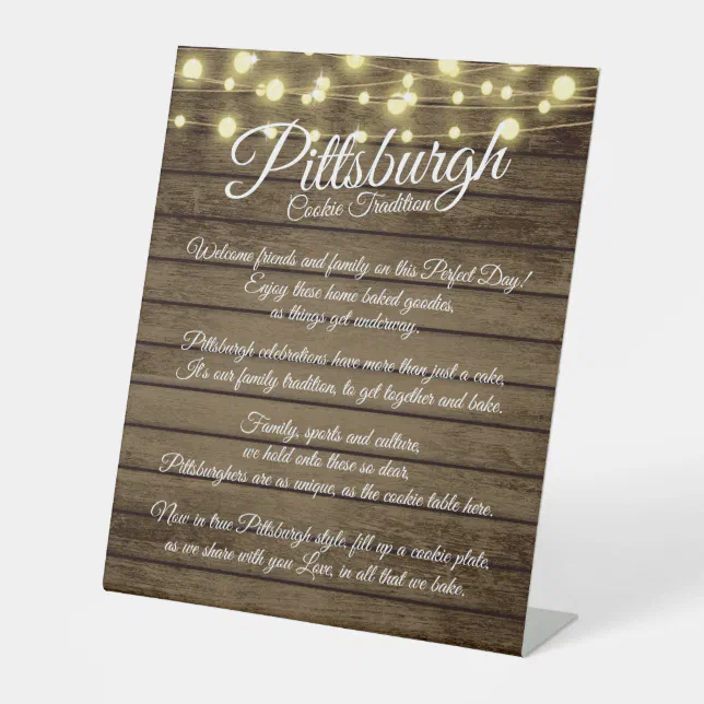 Pittsburgh Cookie Table Rustic Table Sign | Zazzle
