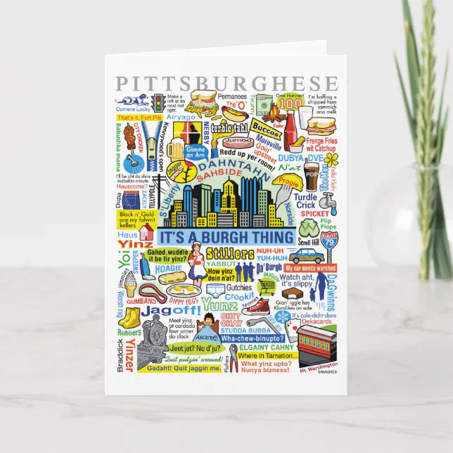 Pittsburgh Language Fun Pittsburghese Artwork Card | Zazzle