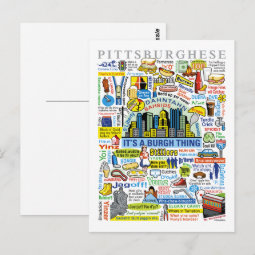 Pittsburgh Language Fun Pittsburghese Artwork Postcard | Zazzle