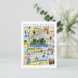 Pittsburgh Language Fun Pittsburghese Artwork Postcard | Zazzle
