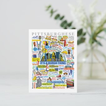Pittsburgh Language Fun Pittsburghese Artwork Postcard | Zazzle