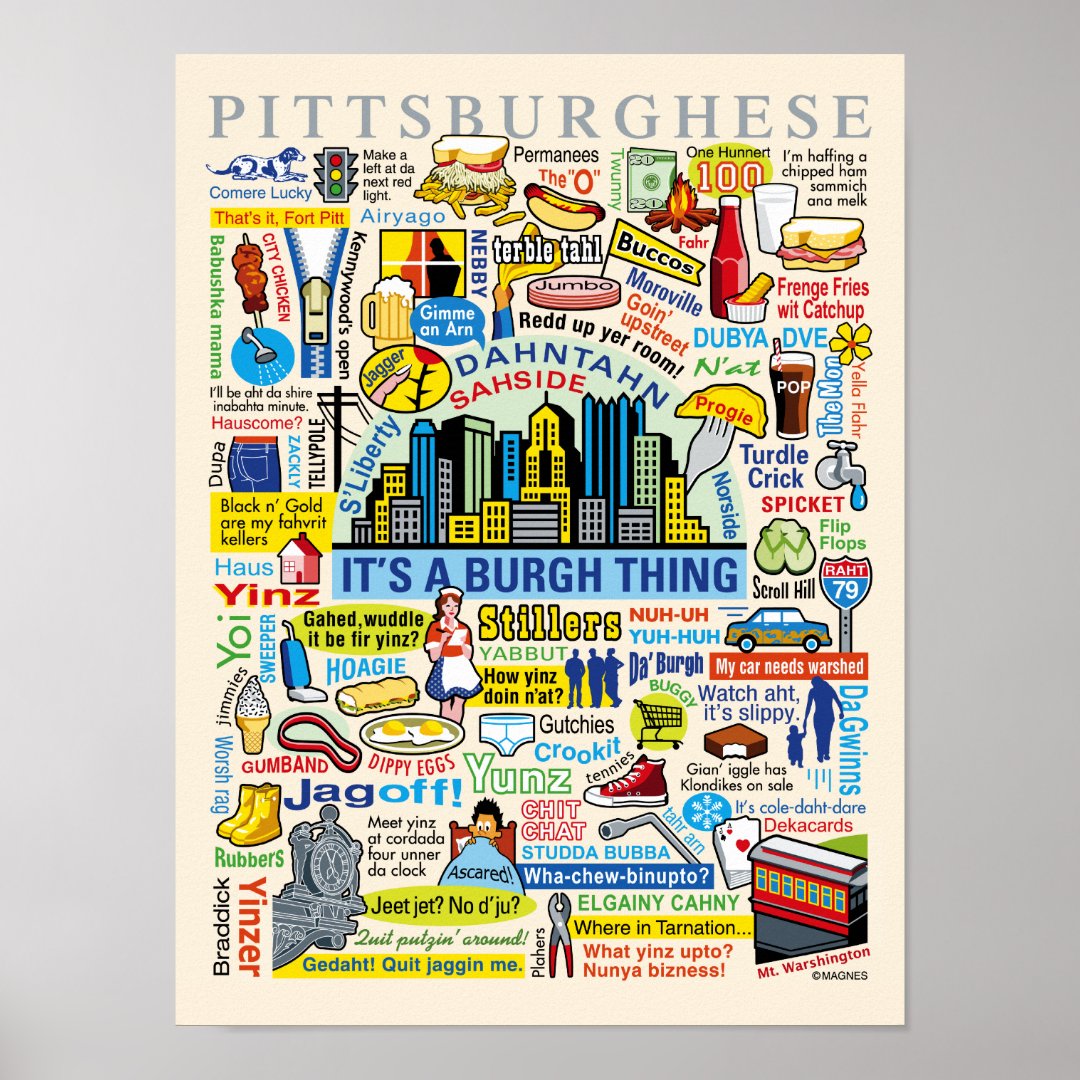 Pittsburgh Language Fun Pittsburghese Artwork Poster | Zazzle