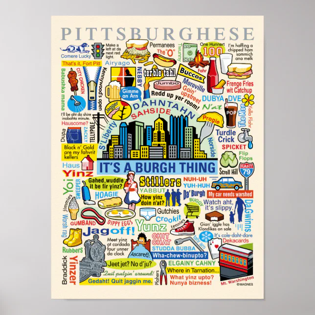 Pittsburgh Language Fun Pittsburghese Artwork Poster | Zazzle