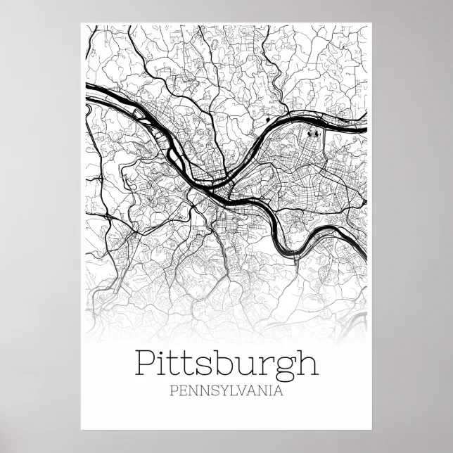 Pittsburgh Map - Pennsylvania - City Map Poster | Zazzle