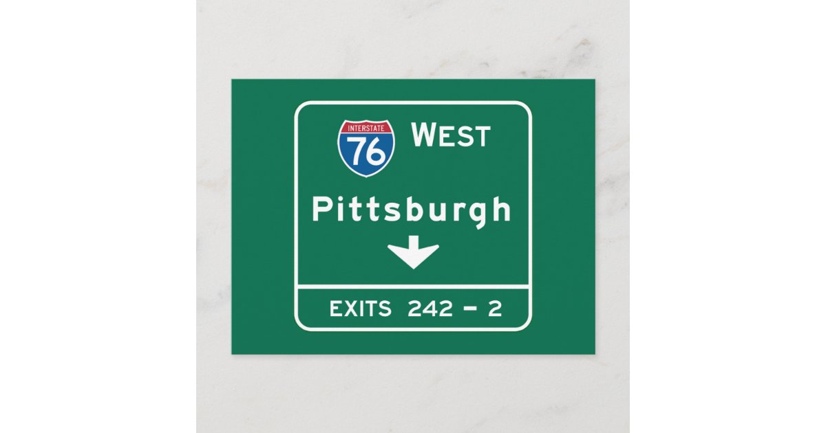 Pittsburgh, PA Road Sign Postcard | Zazzle