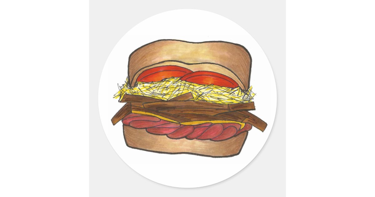 Pittsburgh Pennsylvania Sandwich Coleslaw Fries PA Classic Round ...