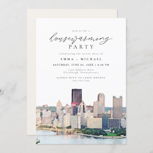 PITTSBURGH PENNSYLVANIA Skyline Housewarming Invitation | Zazzle